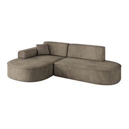 ECKSOFA Ottomane Links MARI-L1 - 243x171x79 cm Dunkelbraun Velours