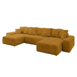 WOHNLANDSCHAFT ENIL-U 401x189x68 Senfgelb Cord