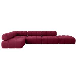 ECKSOFA modulares Sofa Favio-L2 - 380x190x70 cm Bordeauxrot Velours