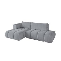 ECKSOFA Ottomane Links CLOUD-L 280x185x90 Hellgrau Velours