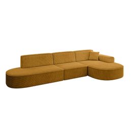 ECKSOFA Ottomane Rechts MARI-L2 - 328x171x79 cm Senfgelb Cord