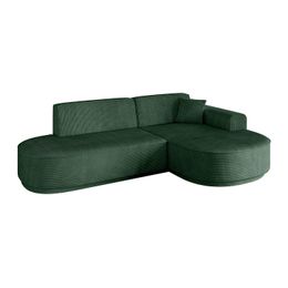 ECKSOFA Ottomane Rechts MARI-L1-v3 - 243x171x83 cm Gr&uuml;n Cord
