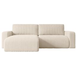 ECKSOFA mit Schlaffunktion und Bettkasten KLEEA-L - 247x143x83 cm Beige Cord