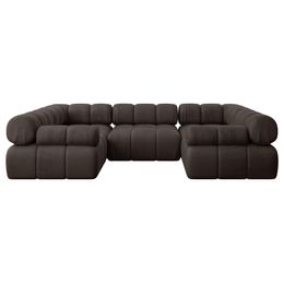 WOHNLANDSCHAFT modulares Sofa Birno-U1 - 285x190x70 cm Braun Velours