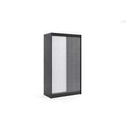 KLEIDERSCHRANK VILAN mit Lamel - 120 cm - Schwarz