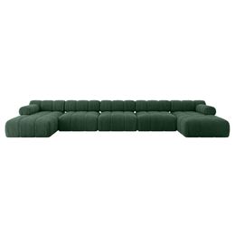 WOHNLANDSCHAFT modulares Sofa Tesso-U3 - 475x160x70 cm Gr&uuml;n Cord