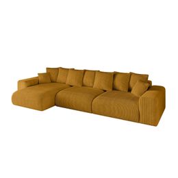 ECKSOFA Ottomane links ESKAR-L2 364x176x72 Currygelb Cord