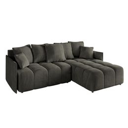 ECKSOFA Ottomane rechts LONLI-L 251x189x68 Schwarz Velours