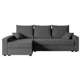 ECKSOFA mit Schlaffunktion und Bettkasten ALESIA-L 231x140x90 cm Grau Boucl&eacute;