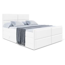 BOXSPRINGBETT AURA-Z KING - 160 x 200 - H3/H4 - Wei&szlig; Hochglanz