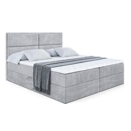 BOXBETT mit Matratze H3 und Lattenrost - AURA - 140x200 Hellgrau