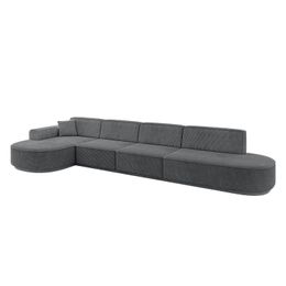 ECKSOFA Ottomane Links MARI-L3-v3 - 413x171x83 cm Dunkelgrau Cord