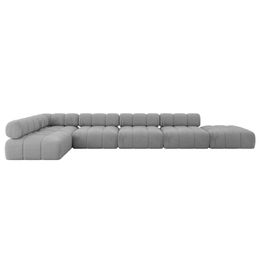 ECKSOFA modulares Sofa Favio-L3 - 475x190x70 cm Hellgrau Velours