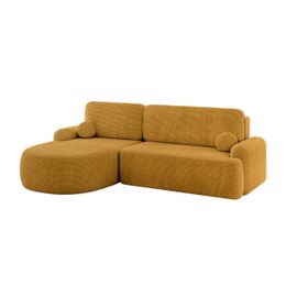 ECKSOFA mit Schlaffunktion und Bettkasten LIRA-L - 264x172x89 Senfgelb