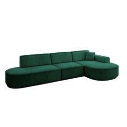ECKSOFA Ottomane Rechts MARI-L2-v3 - 328x171x83 cm Gr&uuml;n Velours