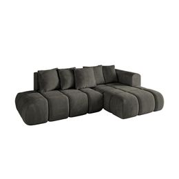 ECKSOFA Ottomane Rechts CLOUD-L-v1 280x185x90 Schwarz Velours