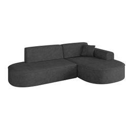 ECKSOFA Ottomane Rechts MARI-L1 - 243x171x79 cm Dunkelgrau Velours