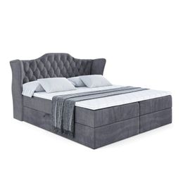 BOXBETT mit Matratze H4 und Lattenrost - VILA - 140x200 cm - H4 - Dunkelgrau