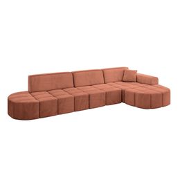 ECKSOFA Ottomane Rechts LIVO-L2 - 337x173x79,5 cm Apricot