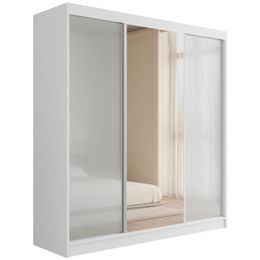 KLEIDERSCHRANK mit Spiegel V2-VITA 215x200 cm - Wei&szlig;