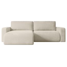ECKSOFA mit Schlaffunktion und Bettkasten KLEEA-L - 247x143x83 cm Beige Velours