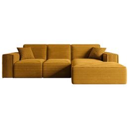 ECKSOFA Ottomane Rechts SERRA-L - 266x169x80 cm Senfgelb Cord