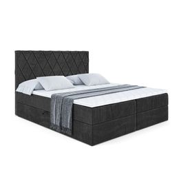 BOXBETT mit H3-Matratze und Lattenrost - LEPARO - 140x200 Schwarz