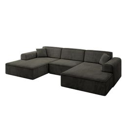 WOHNLANDSCHAFT IREA-U1-v3 - 301x165x77 cm Schwarz