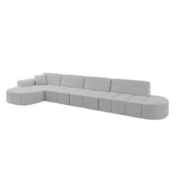ECKSOFA Ottomane Links LIVO-L3 - 422x173x79,5 cm Hellgrau