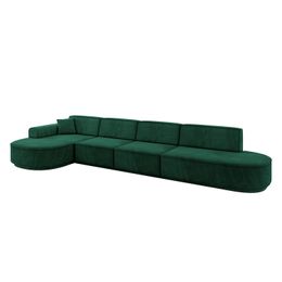 ECKSOFA Ottomane Links MARI-L3-v3 - 413x171x83 cm Gr&uuml;n Velours