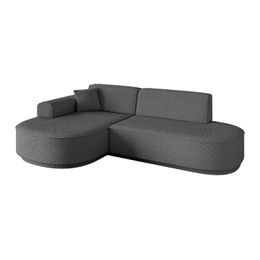 ECKSOFA Ottomane Links MARI-L1-v3 - 243x171x83 cm Grau Boucl&eacute;