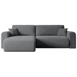 ECKSOFA mit Schlaffunktion und Bettkasten ORRO-L - 272x145x83 cm Dunkelgrau Cord