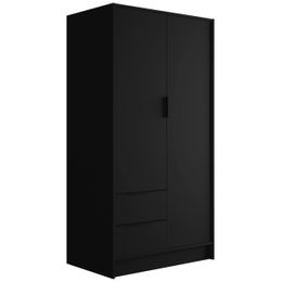 KLEIDERSCHRANK mit Fl&uuml;gelt&uuml;ren KOLIN 100x200cm Schwarz