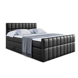 BOXSPRINGBETT MIAMI-Z KING - 120x200 - H3/H4 - Schwarz Hochglanz