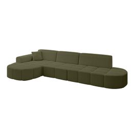 ECKSOFA Ottomane Links LIVO-L2 - 337x173x79,5 cm Gr&uuml;n