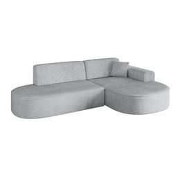 ECKSOFA Ottomane Rechts MARI-L1 - 243x171x79 cm Grau Cord