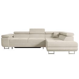 ECKSOFA mit Schlaffunktion und Bettkasten GUSA-L 272x202x107 cm Beige Velours