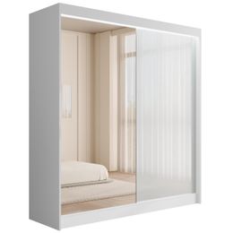 KLEIDERSCHRANK VESLI mit LED - 200 cm - Wei&szlig;