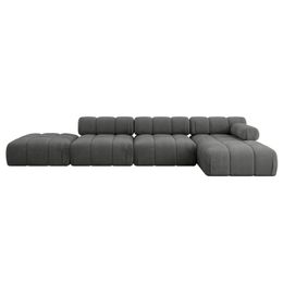 ECKSOFA modulares Sofa Lizur-L2 - 380x160x70 cm Dunkelgrau Velours