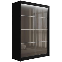 KLEIDERSCHRANK PEKA III mit LED - 120 cm - Schwarz|Grau