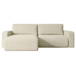 ECKSOFA mit Schlaffunktion und Bettkasten KLEEA-L - 247x143x83 cm Beige Boucl&eacute;