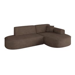 ECKSOFA Ottomane Rechts MARI-L1 - 243x171x79 cm Braun Velours