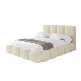 POLSTERBETT mit Bettkasten und Lattenrost, Boxbett ohne Matratze - KALA 140x200 Beige
