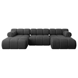 WOHNLANDSCHAFT modulares Sofa Tesso-U1 - 285x160x70 cm Schwarz Velours