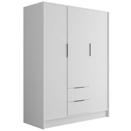 KLEIDERSCHRANK mit Fl&uuml;gelt&uuml;ren KOLIN 150x200cm Wei&szlig; / Wei&szlig;