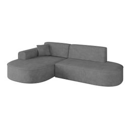 ECKSOFA Ottomane Links MARI-L1 - 243x171x79 cm Grau Velours