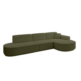 ECKSOFA Ottomane Rechts MARI-L2-v3 - 328x171x83 cm Gr&uuml;n Boucl&eacute;