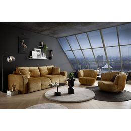 Riess Ambiente Modernes Schlafsofa DIAMOND 235cm senfgelb Chenille Cremona mit Stauraum 3-Sitzer Couch Riess-Ambiente Wohnzimmer
