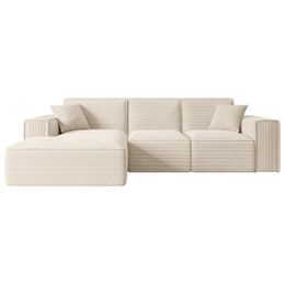 ECKSOFA Ottomane Links SERRA-L - 266x169x80 cm Beige Cord