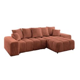 ECKSOFA Ottomane rechts ENIL-L 297x189x68 Koralle Velours
